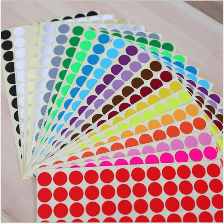 16 sheets Mixed Color Round Paper Sticker Label Self Adhesive Dot ...