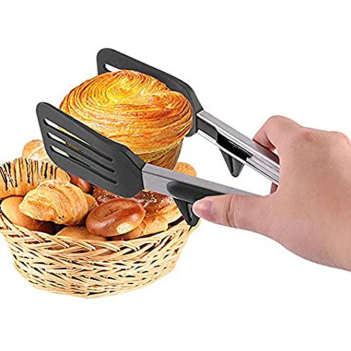 Non-stick Stainless Steel Tongs With Stand and Food Grade 12 Inch BBQ ...