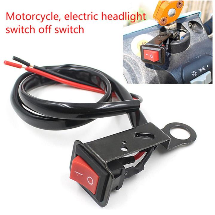 Universal Motorcycle Refit Black LED Light Flameout Switch with Wire ...