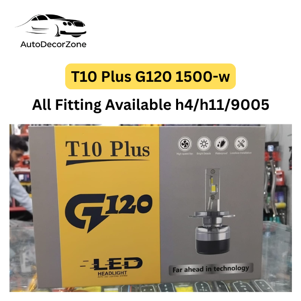 T10 Plus G120 1500W Car LED Headlight – H4 / H11 / 9005 – 25000LM Super ...
