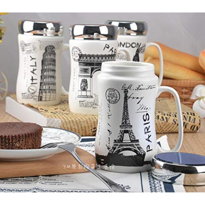 Fancy Cute White Printed Ceramic Coffee Milk Tea Mugs Cup with Mirror ...