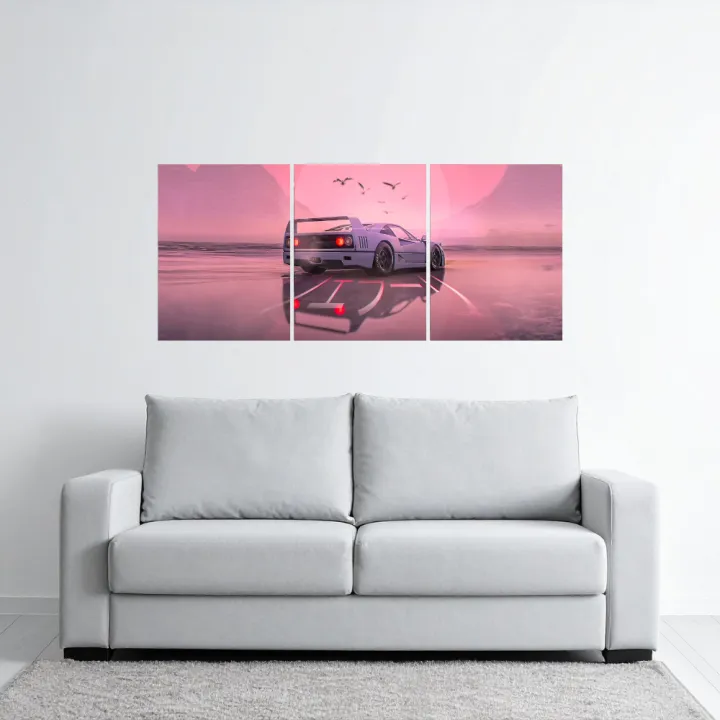 Legendary White Ferrari F40 Artwork in Pink Sunset | Aesthetic Supercar ...