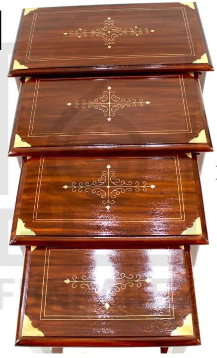 Chinyoti Solid Sheesham Wood Table Set of 4(Coffee table Serving table ...