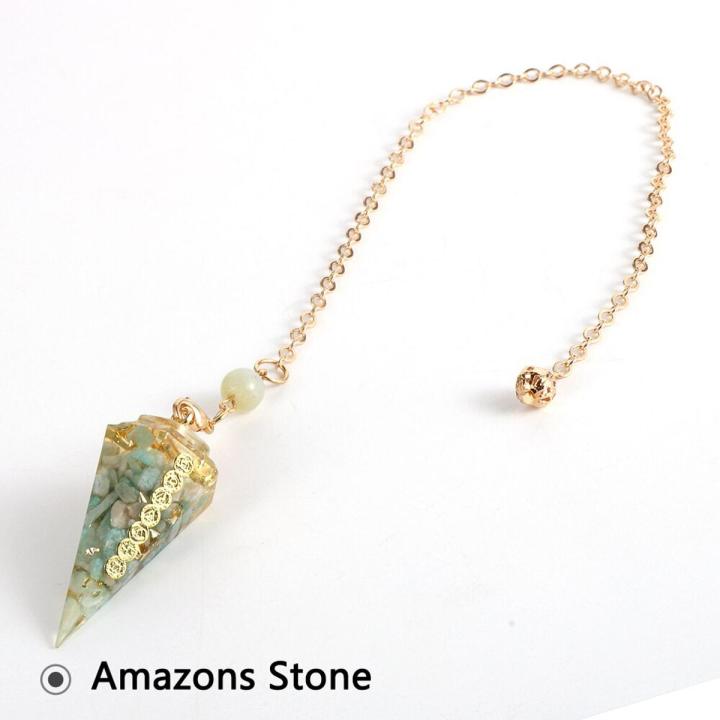 Orgonite Reiki Pendulum Natural Chip Stone Amulet Healing 7 Chakra Crystal Energy Meditation ...