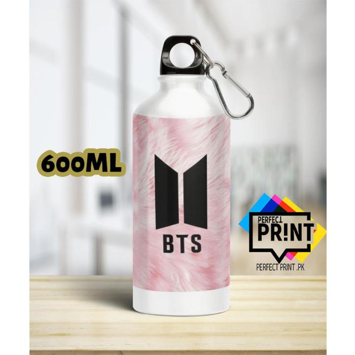 BTS girly logo Water bottle 600Ml bts accessories | Daraz.pk