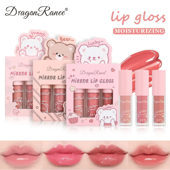 Dragon Ranee Bear Mirror Lip Glaze Kit – Long Lasting Lip Gloss ...