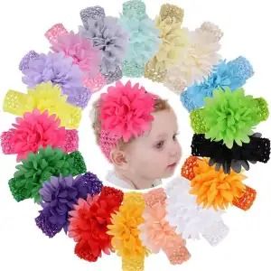GP DOT Pack of 3 Flowers Baby Headbands Girls Elastic Infant Baby ...