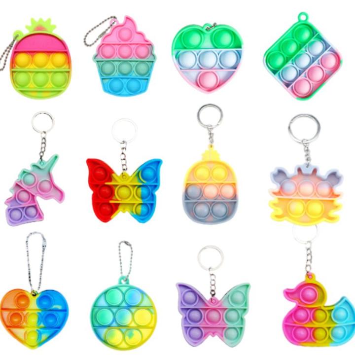 Push Pops Mini Keychain Dinosaur Fidget Toy For Autism Adhd Anxiety ...