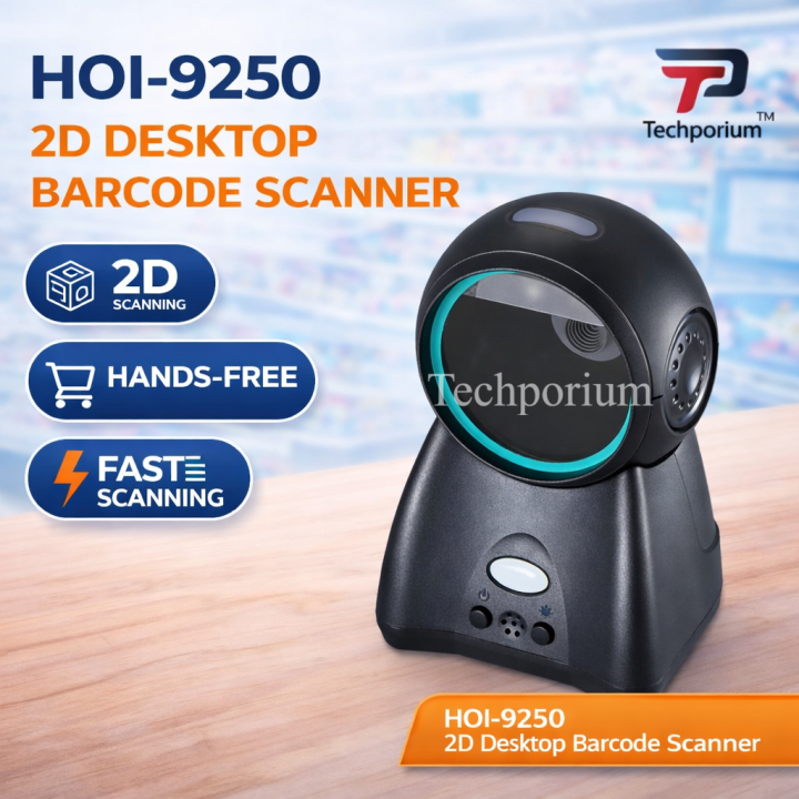 Speed-X HOI-9250 2D Desktop Barcode Scanner - High-Speed QR Code ...