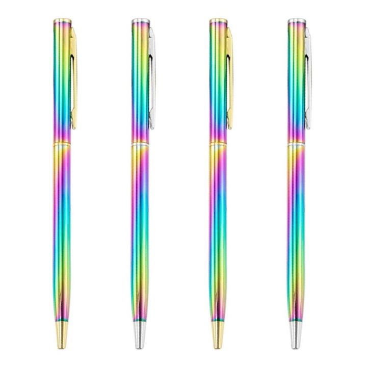 Rainbow Color Slim Metallic Retractable Ballpoint Pens with Black Ink ...
