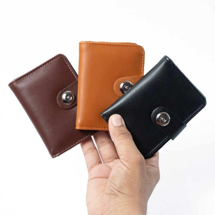 Luxurious Cow Leather Slim Wallets for Men with Unique Magnetic Button ...