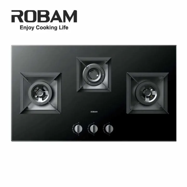 Robam Built-in Gas Hob - G830 - High Quality Brass Burner - Black Glass ...