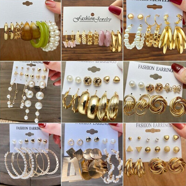 Korean Week Stud Earring for Girls Pack of 6 Pair | Random Design in ...