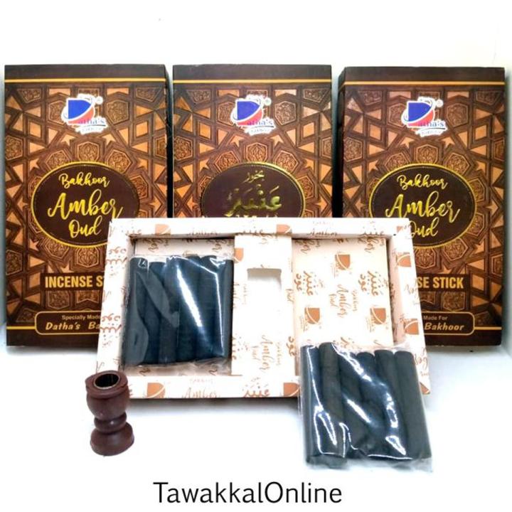 Bakhoor Sticks Amber Oud 12 Premium Fragrance Sticks with Small Stand ...