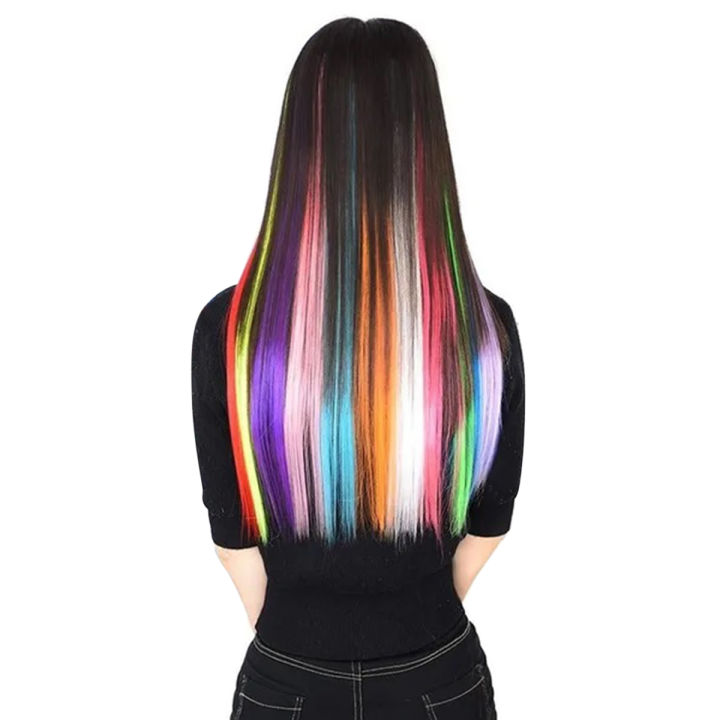 Hair Extensions Clip-In Neon Synthetic Hairpieces, 22" Straight ...