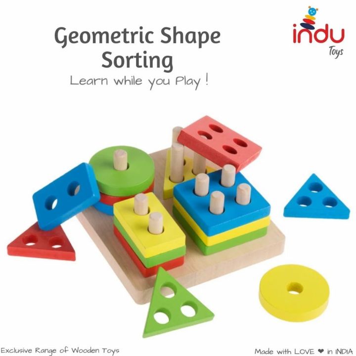Lewo Wooden Puzzle Toddler Toys Shapes Sorter Preschool Geometric ...