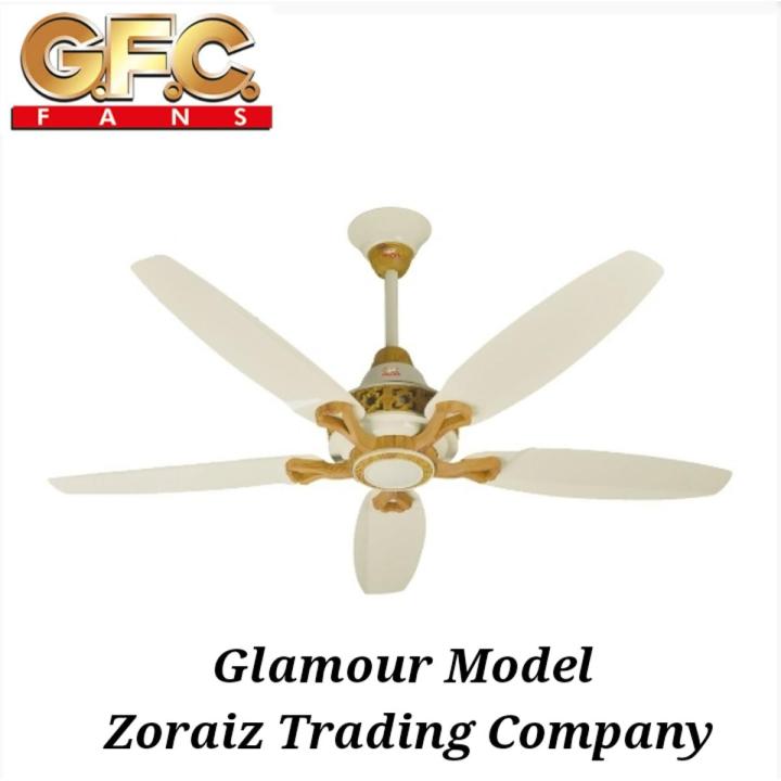 GFC Fan Ceiling 56" Glamour Model 5 Blades Offwhite Light Wood Color pure Copper Wire | Daraz.pk