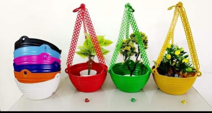 Colorful Plastic Chain Pots for Plants and Flowers - Pack of 1,2,3,4,5 ...