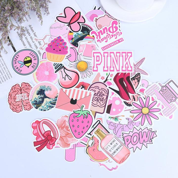 50Pcs/Pack Cartoon Pink Girls Stickers DIY Suitcase Laptop Guitar ...