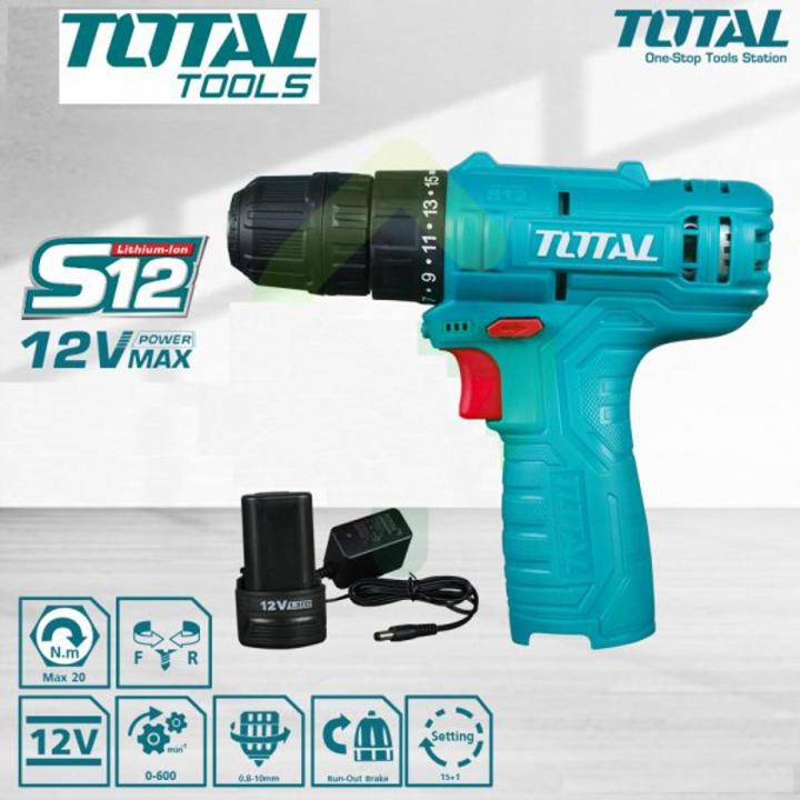TOTAL - TDLI12415 - LITHIUM ION CORDLESS DRILL - 12V - 20NM - 0-600RPM ...