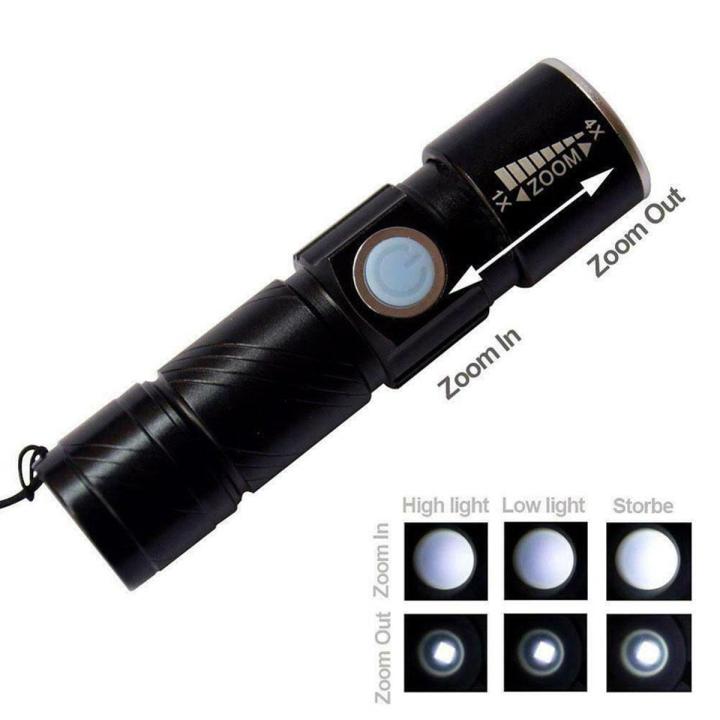 Q5 Zoom Flashlight Waterproof Tactical Camping Bike Torch Led Mini Usb ...