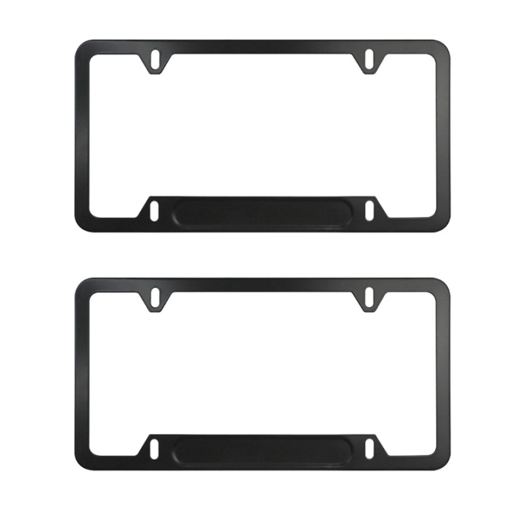 2 Piece Car License Plate Holder Protective Frame Black Automotive ...