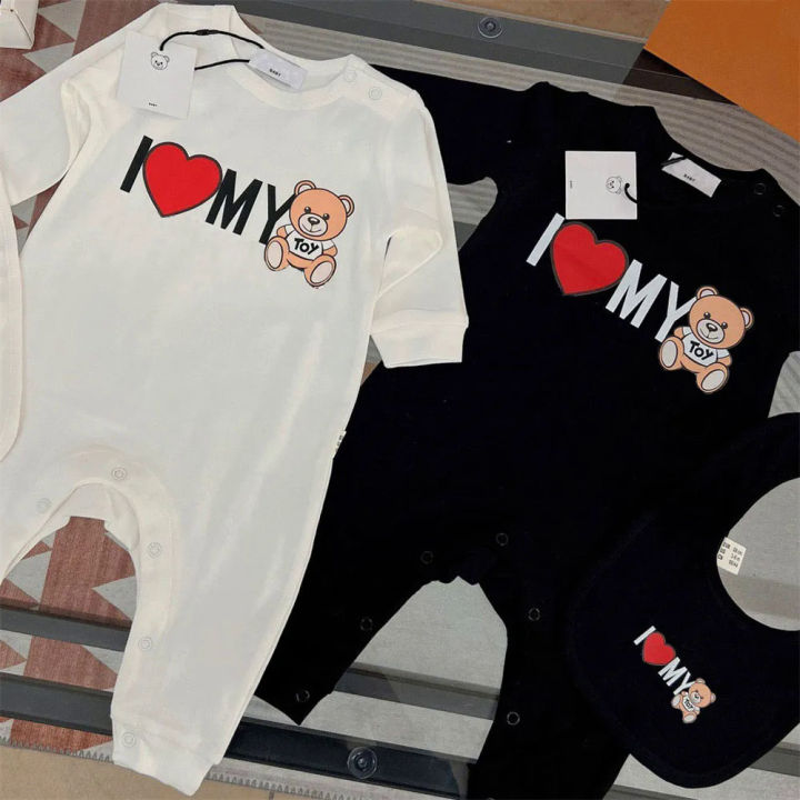 Spring Luxury Designer Baby Rompers Newborn Clothes for Girls Boys Long ...