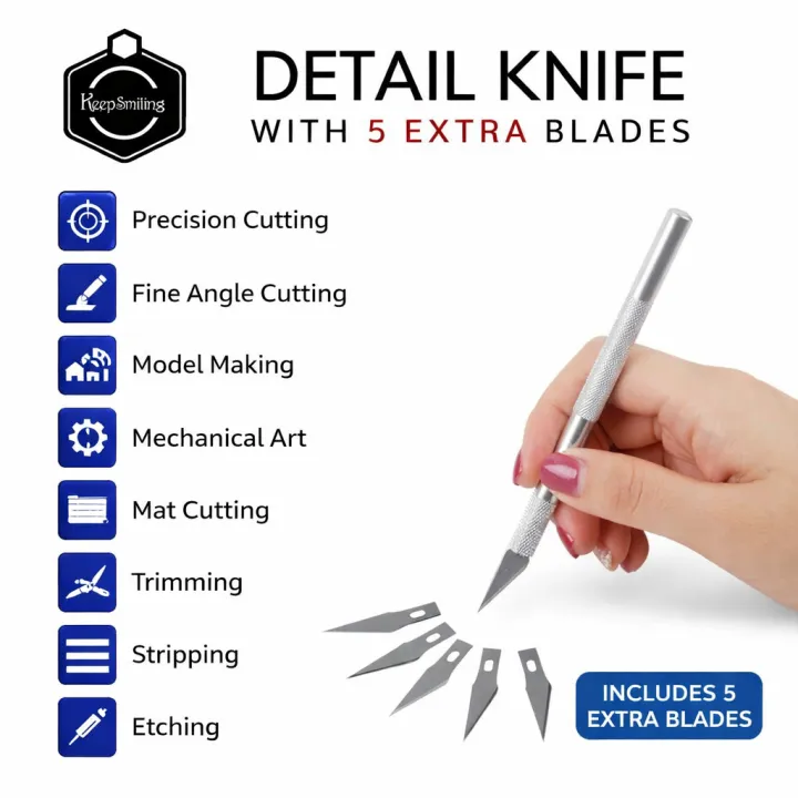 Pen Type Paper Cutter for Artists Precision Detail Knife with 5 Blades ...