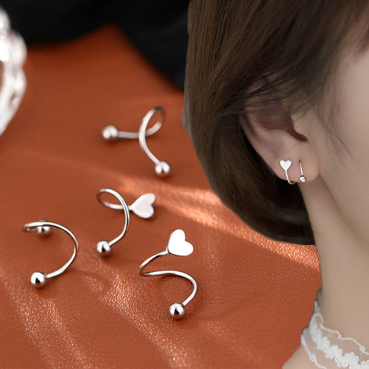 2pcs Stainless Steel Spiral Twisted Lip Ring Tongue Piercing Heart Star ...