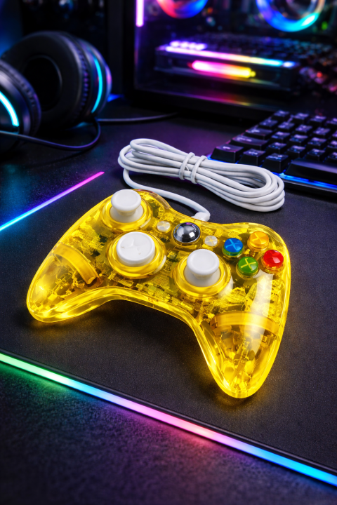 Xbox 360 Wired Controller – Transparent Yellow Edition Gaming ...