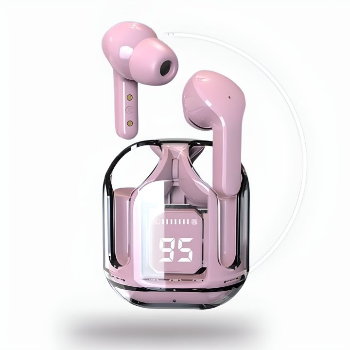 Pink Air31 Transparent TWS Earbuds | Wireless Bluetooth Earphones with ...