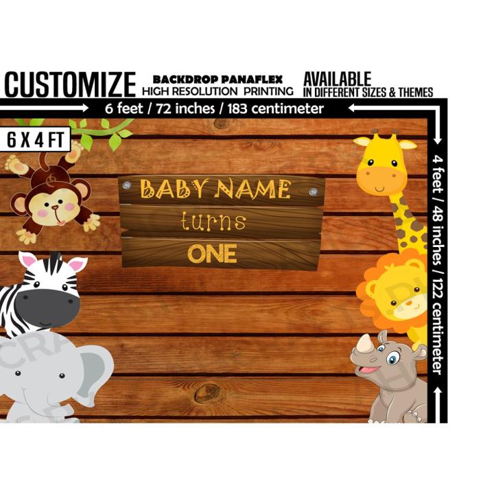 Birthday Backdrop Jungle Theme (PanaFlex) Design1 | Daraz.pk