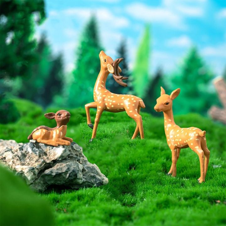 Deer Ornaments Mini Deer Miniature Statue Plastic Crafts Cute Sika Deer ...