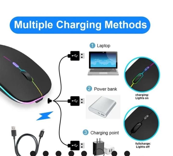 Gamming Rechargeable Wireless Mouse Bluetooth & USB Receiver | Daraz.pk
