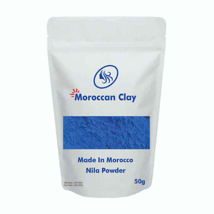 Moroccan Blue Nila Powder – 50g | Natural Face Mask for Brightening ...