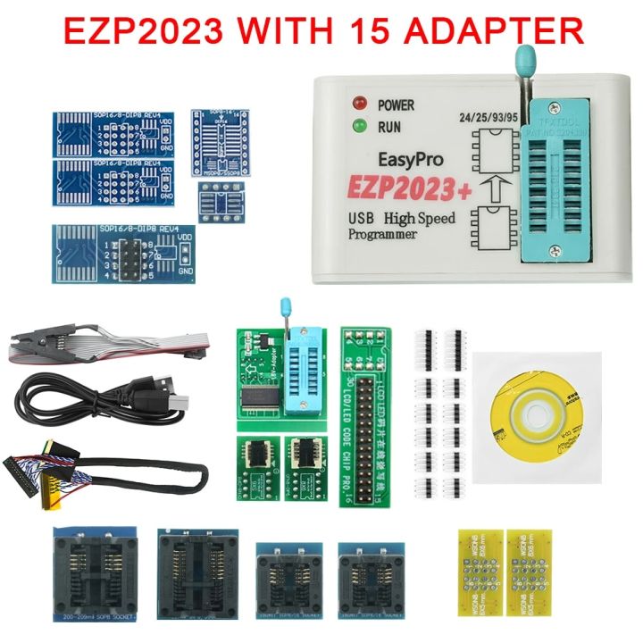 Original EZP2023 USB SPI Programmer Full Set with 15 Adapters Test Clip ...
