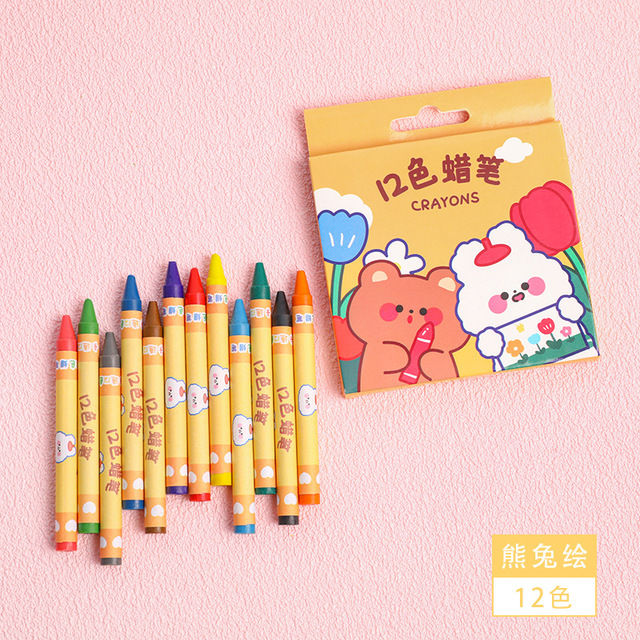 KDD Creative Cartoon 8/12Colors Wax Crayons Drawing Non-Toxic Oil ...