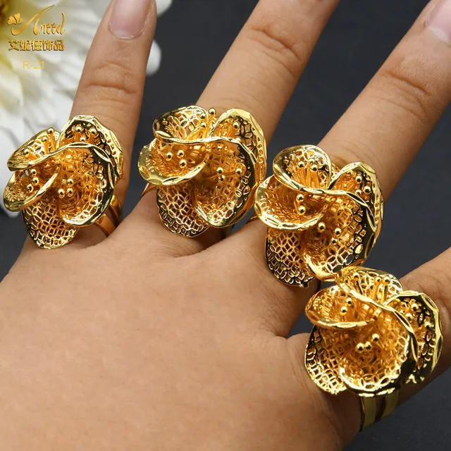 ANIID African Gold Rings For Women Wedding Turkish Nigerian Bride ...