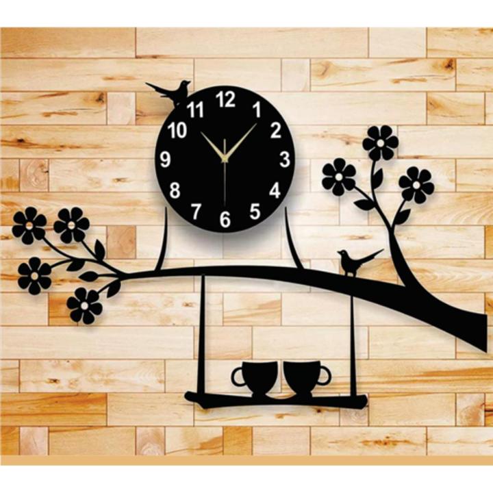 cup tree wall clock | Daraz.pk