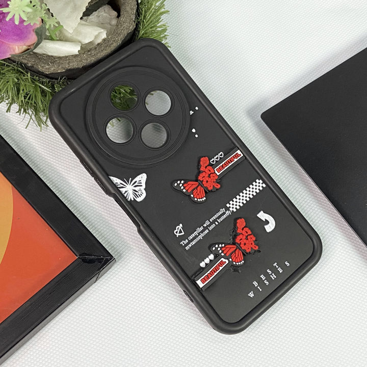 infinix zero 40 back Cover Cute 3D butterfly Soft Silicon Case for ...