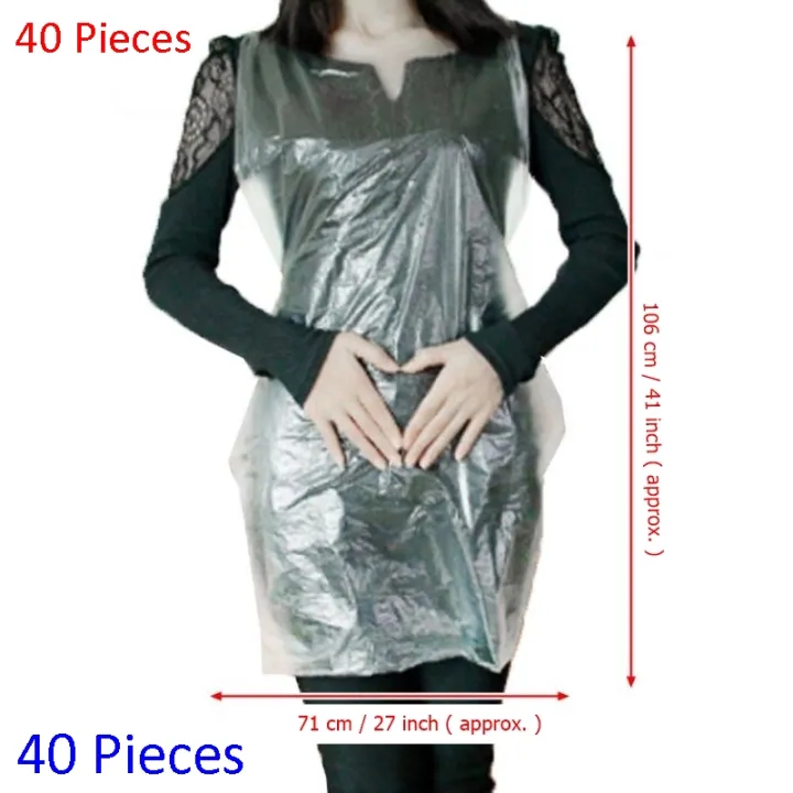 (20/40 Piece) Disposable Polythene Apron (Transparent Plastic Sheet ...
