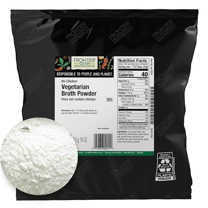 Vegetarian Broth Powder, 1lb - Vegan, No-Chicken, Veggie Alternative to ...