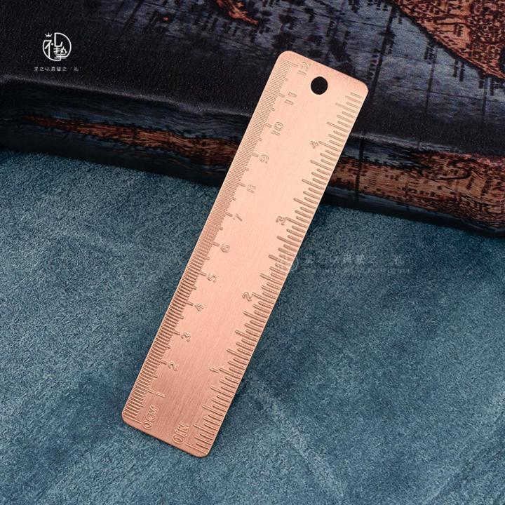 Retro copper ruler high-grade thickened metal ruler protractor triangle ...
