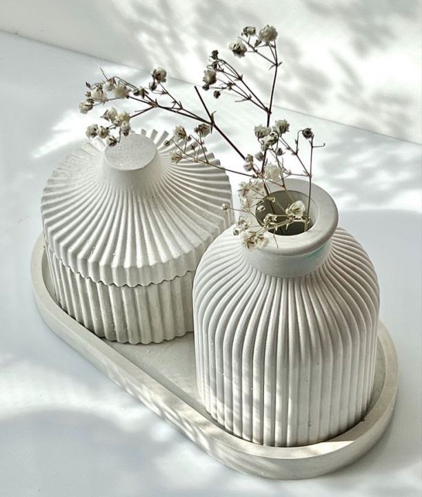 set of 3 home decor (1 jewelry storage box+1 mini vase+1 ovel tray ...