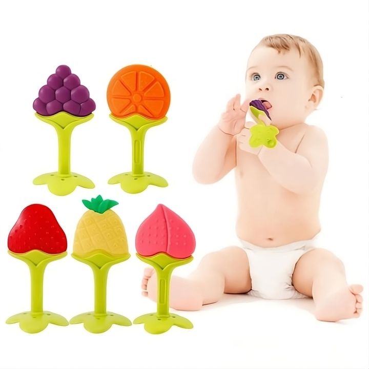 Fruit Shape Silicone Baby Teether – Soft, BPA-Free Teething Toy for ...