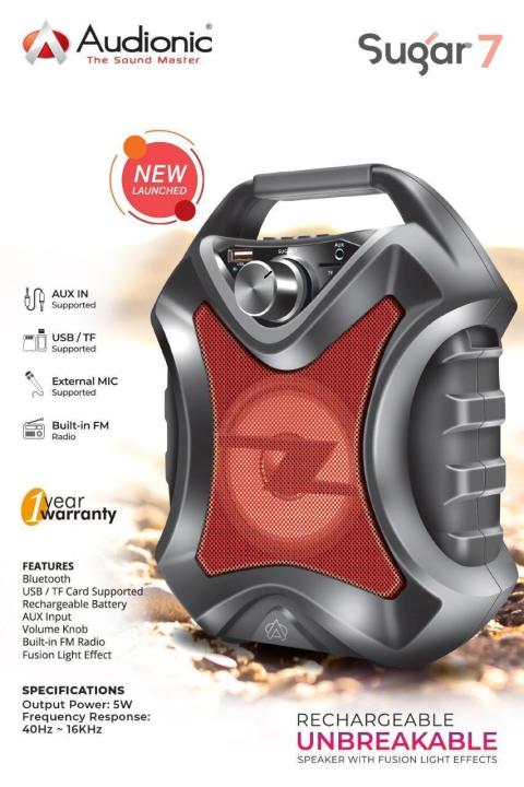 AUDIONIC SUGAR 7 PORTABLE BLUETOOTH SPEAKER | Daraz.pk