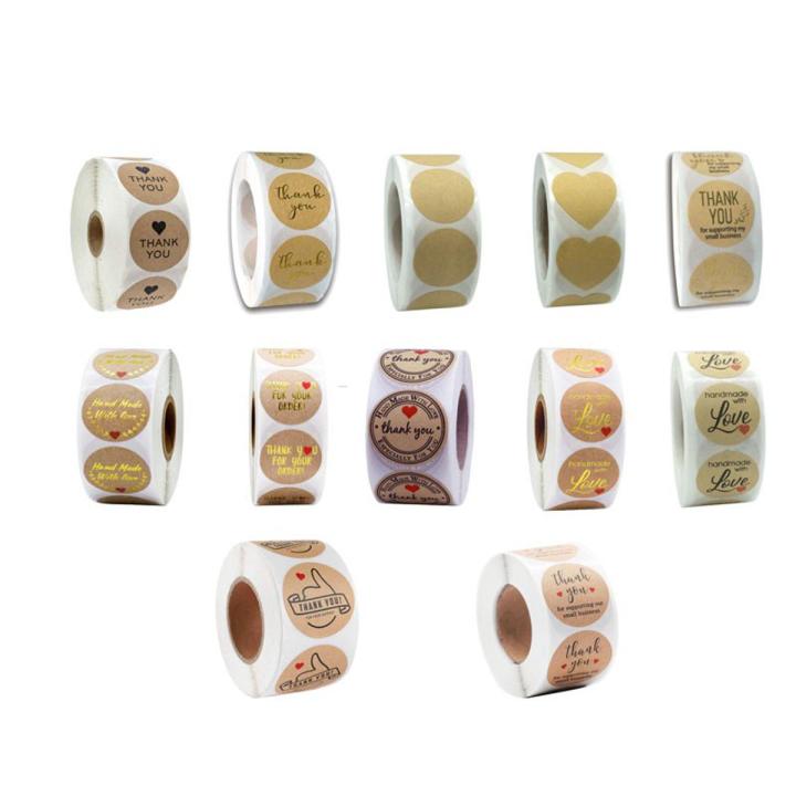 500Pcs 1 inch Roll sealing stickers round cowhide blank sticker label ...