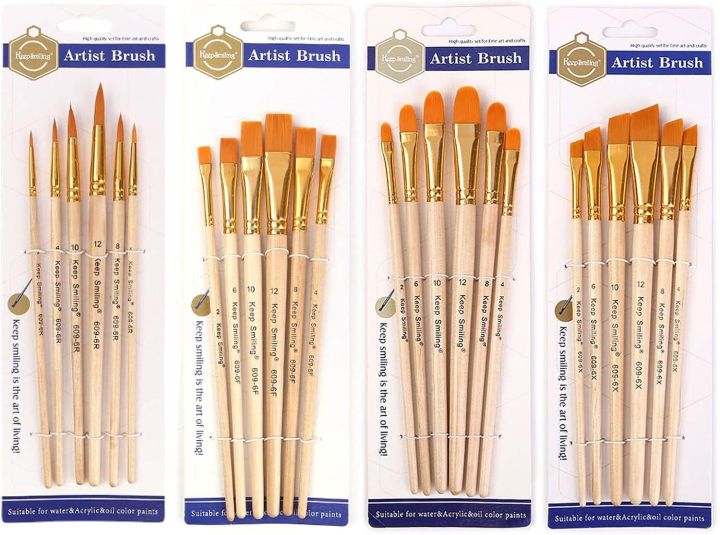 6 Pcs Paint Brushes Set Artist Paint brush Chisel Brush Cut Brush ...