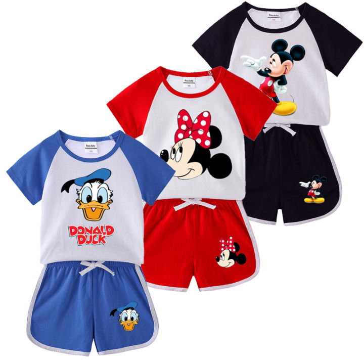 Summer Kids Cartoon Sport Clothing Suit Disney Donald Duck Mickey ...