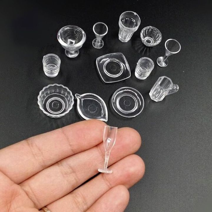 Plastic Transparent Plate DIY Toy Dollhouse Goblets Dish Cups Decor ...